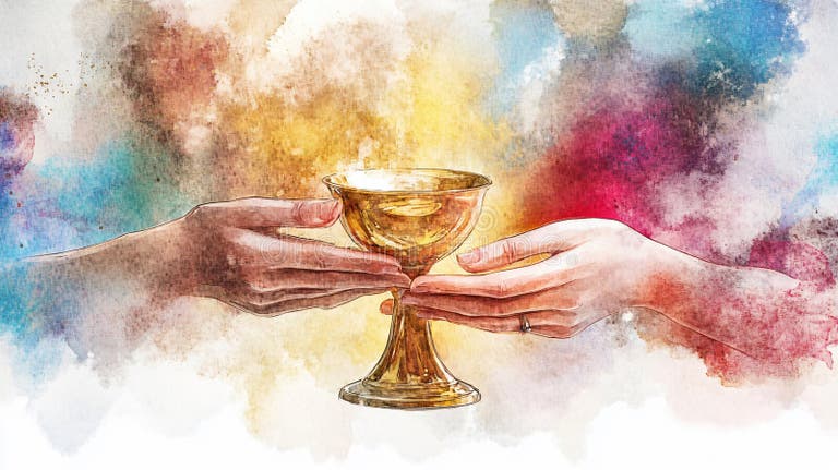 Sacred Host and Chalice Blessing Ceremony with Hands, Divine Religious ...