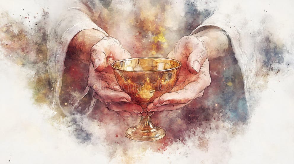 Sacred Host and Chalice Blessing Ceremony with Hands, Divine Religious ...