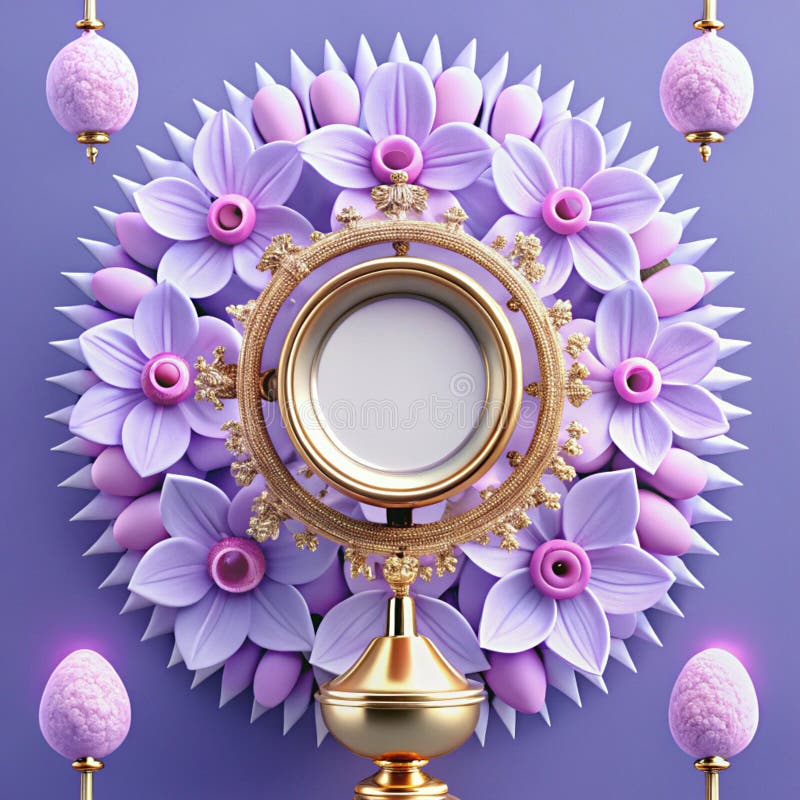 Sacred Host Surrounded by Floral Design Stock Photo - Image of prayer ...