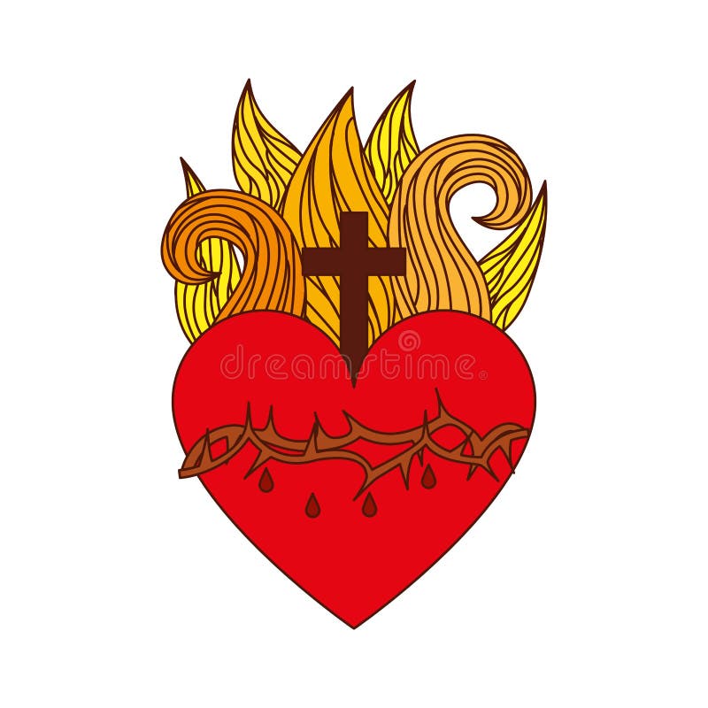 Sacred jesus heart icon stock vector. Illustration of celebration ...