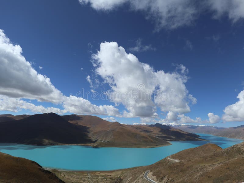 Sacred lake in China Tibet stock image. Image of china - 169855533