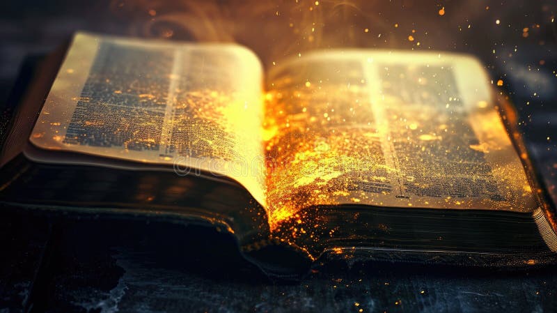 Sacred Manuscript with Radiant Illumination. Stock Illustration ...