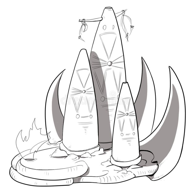 Sacred Place Concept Art, Totem Design Sketch Stock Illustration ...