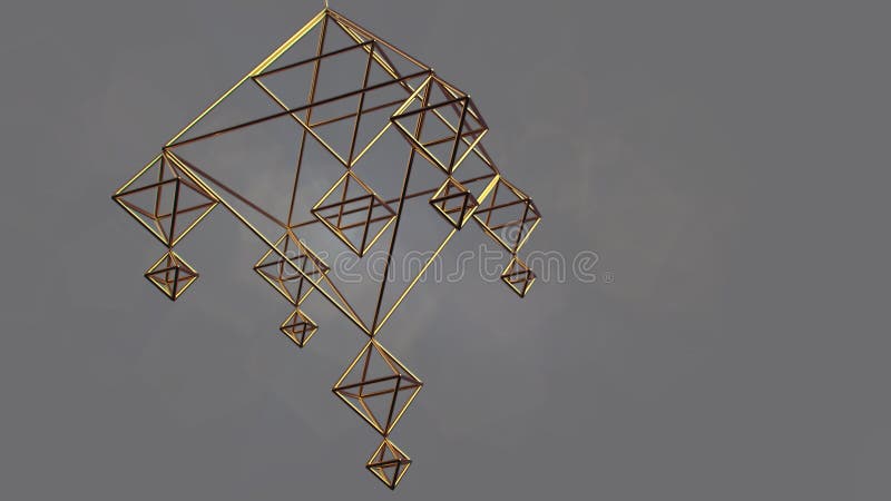 Sacred Pyramidal Shape. Golden Wireframe in the Shape of a Pyramid. the ...