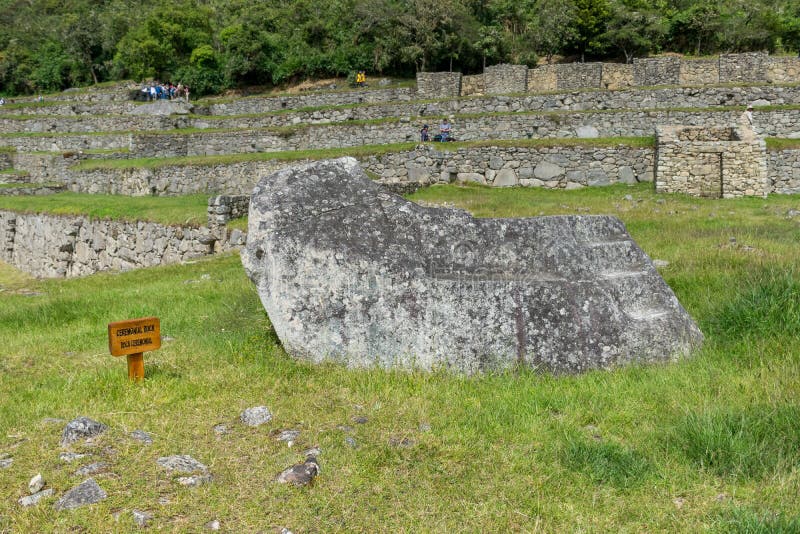 Sacred Rock at the Inca Site of Machu Picchu in Peru. Editorial ...