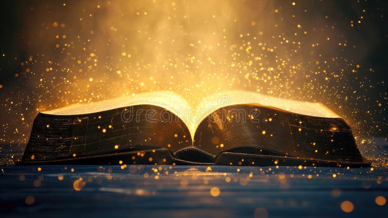 Sacred Scripture: Glowing Pages of Divine Wisdom. Stock Illustration ...
