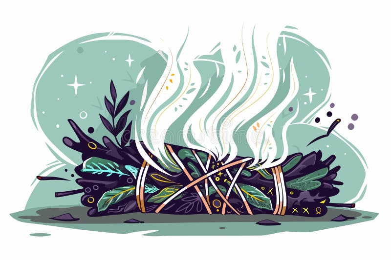 Sacred Smoke Rituals with Sage Isolated Illustration Stock Vector ...
