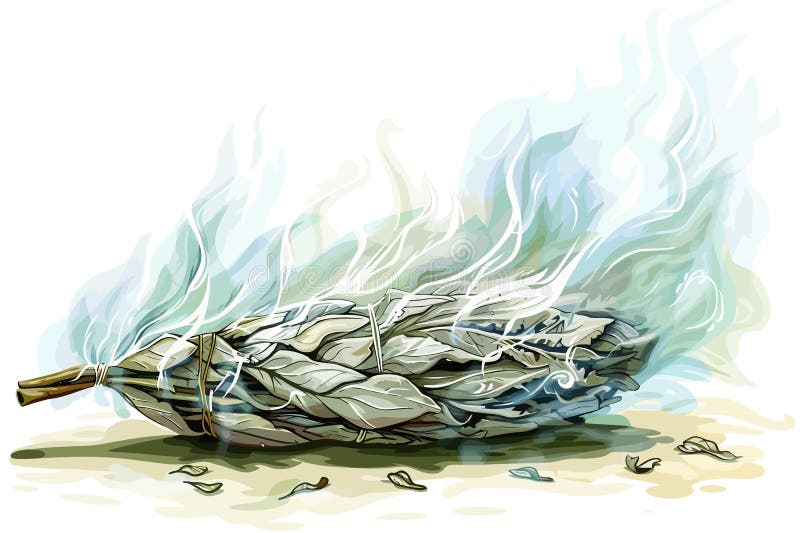 Sacred Smoke Rituals with Sage Isolated Illustration Stock Vector ...