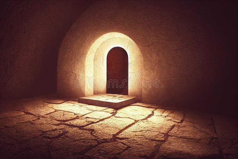 Sacred Stone Crypt with Arch with Ancient Empty Tomb. Stock ...