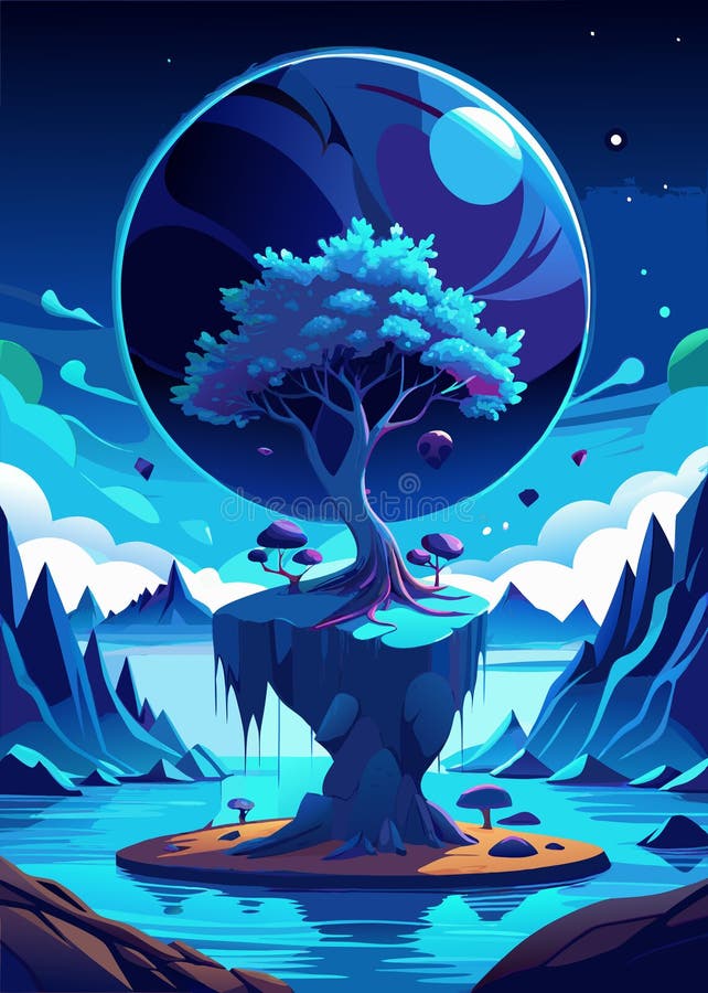 Sacred Tree of Life in a Crystal Orb in a Mystical Mountain Landscape ...