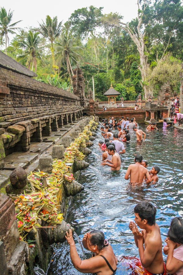 Sacred Water Temple in Bali Editorial Photo - Image of celebration ...