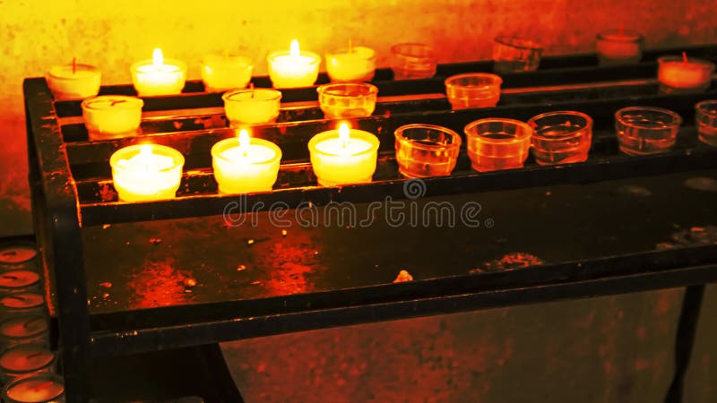 Sacrificial Table with Burning Candles Stock Video - Video of light ...