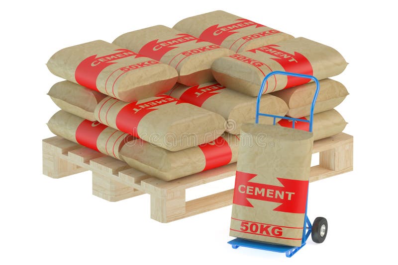 Sacs De Ciment Sur La Palette Avec Le Camion De Main Illustration Stock ...