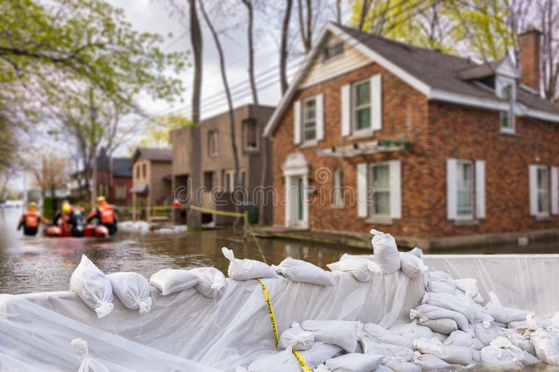 Sacs De Sable De Protection D'inondation Photo stock - Image du climat ...