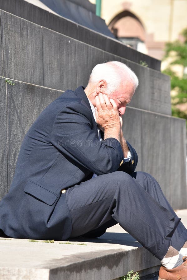 Sad Adult Senior Person Downtown Stock Image - Image of midtown ...