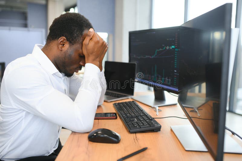 Sad African Trader Has Failed in Business. Stock Photo - Image of ...