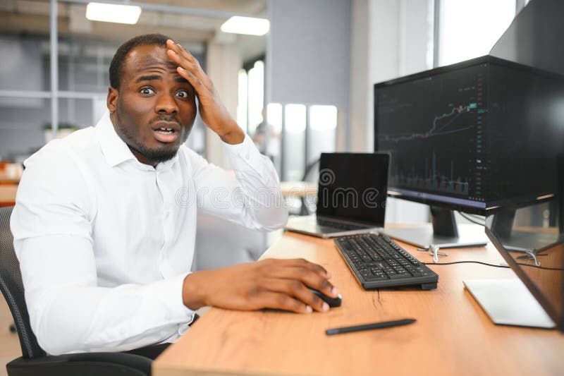 Sad African Trader Has Failed in Business. Stock Photo - Image of male ...
