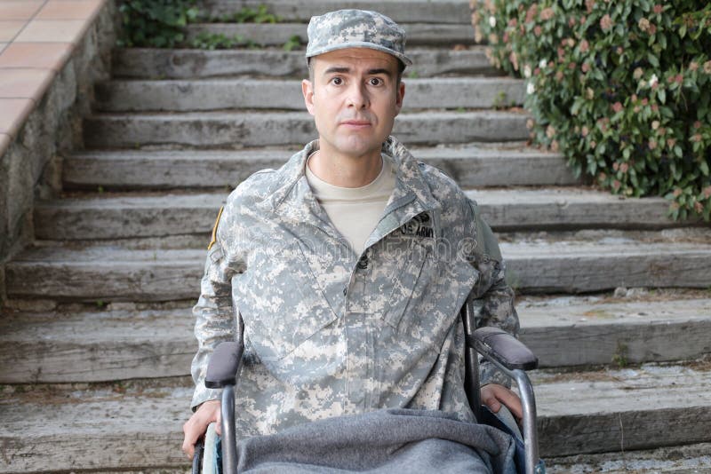Sad American Soldier Recovering after Work Accident Stock Photo - Image ...