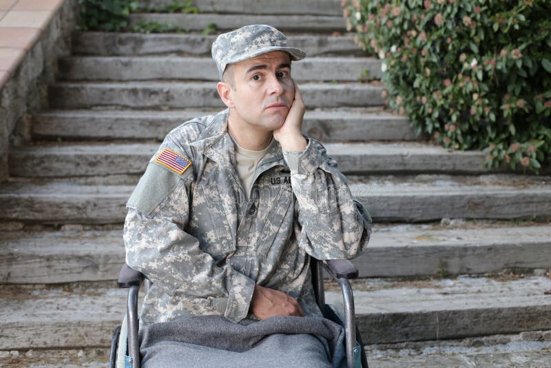 Sad American Soldier Recovering after Work Accident Stock Image - Image ...