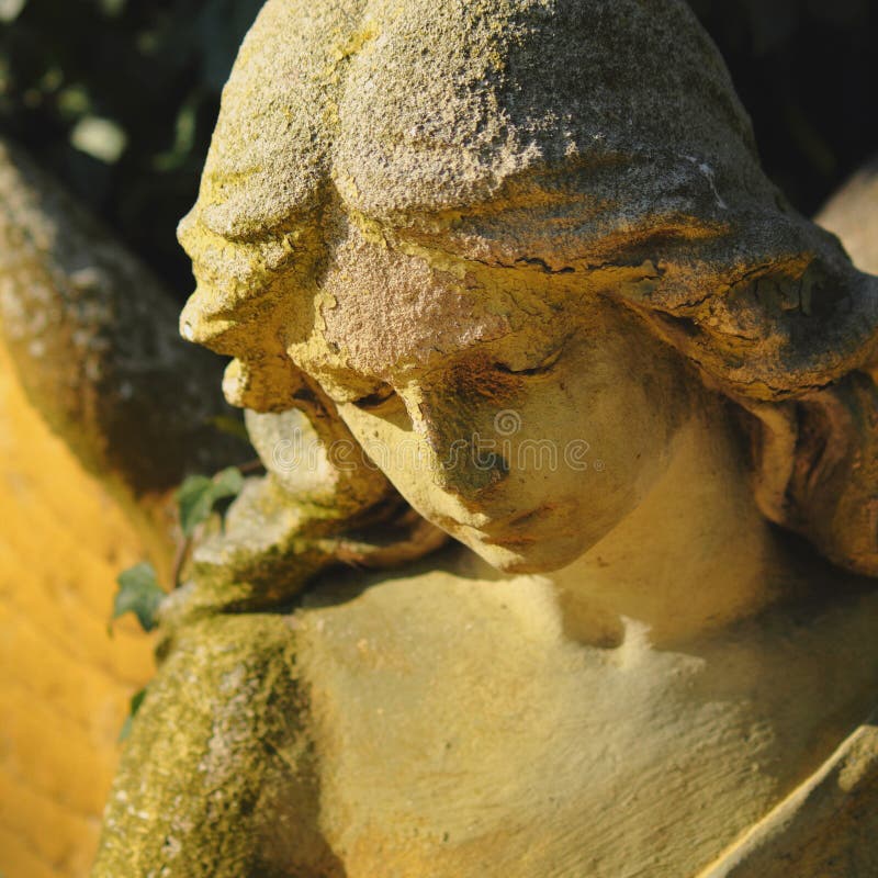 Sad angel (antique statue) stock photo. Image of grave - 56129140
