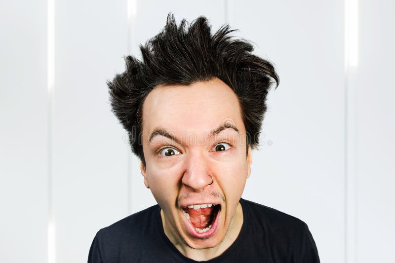 Anger Mouth Gesture of Fashion Model with Sparkles on Lips. Sinister ...