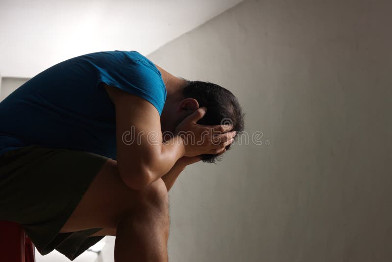 Sad Asian Chinese Man with Face in Hands Stock Image - Image of unhappy ...