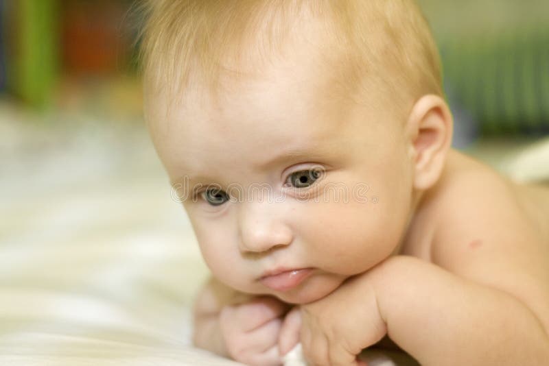 Sad baby stock image. Image of feel, pensive, front, child - 3684025