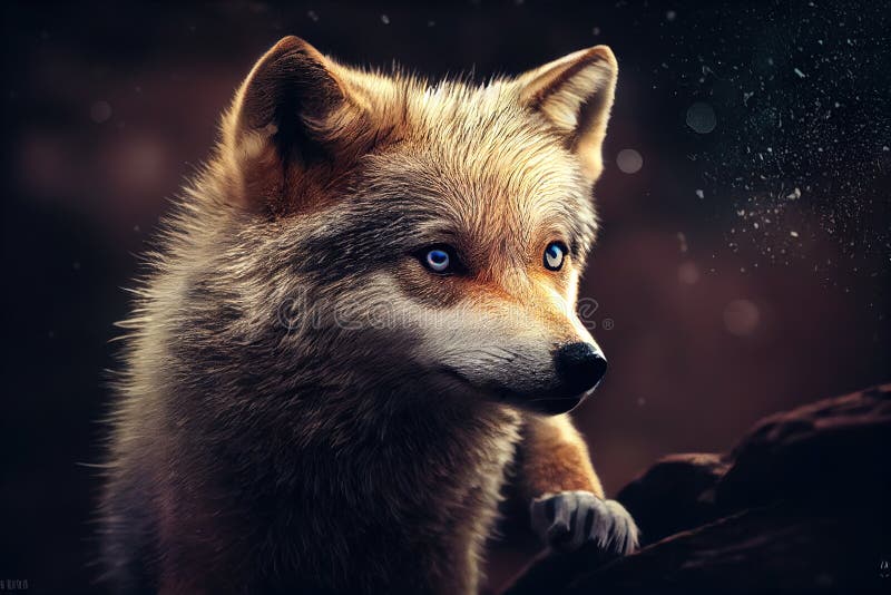 Sad Baby Wolf in the Forest Waiting Outdoor. Generative AI Stock ...