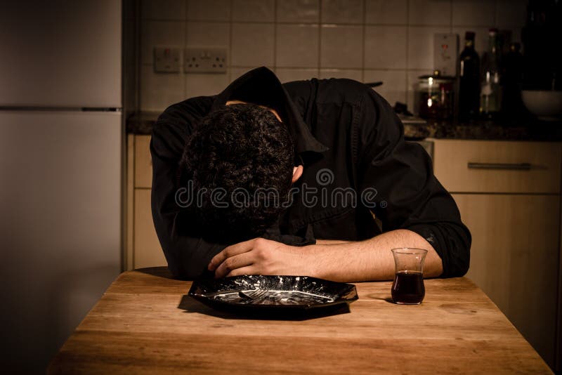 Sad bachelor eating alone stock image. Image of people - 33185863