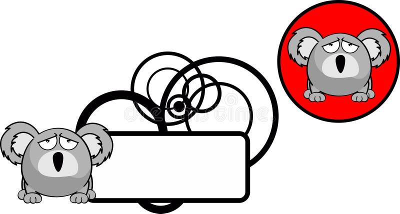 Sad Ball Koala Cartoon Expression Copyspace Sticker Stock Vector ...