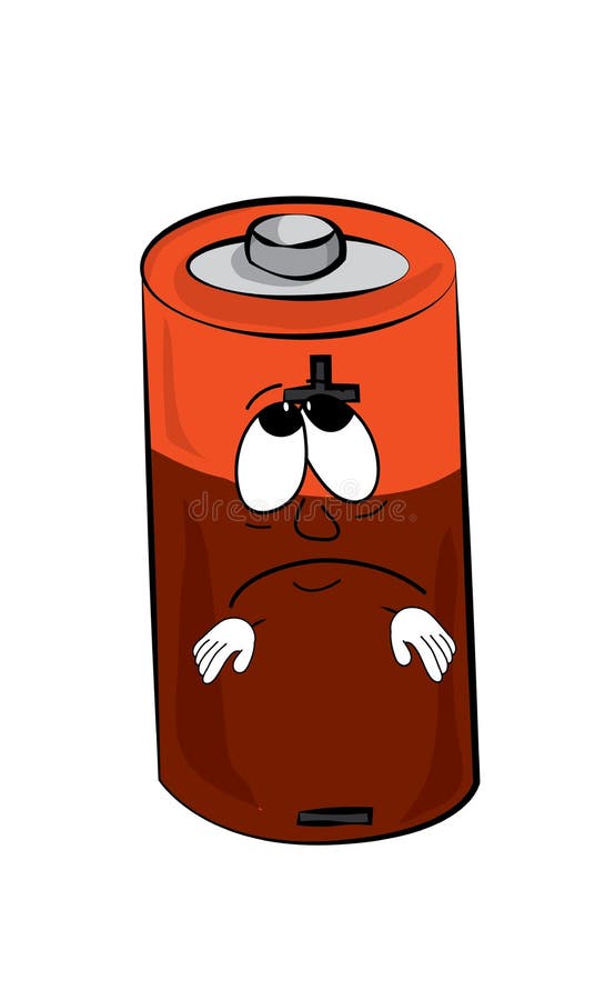 Sad battery cartoon stock illustration. Illustration of sadness - 48600817