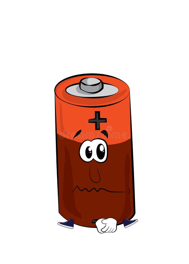 Sad battery cartoon stock illustration. Illustration of sadness - 48600824