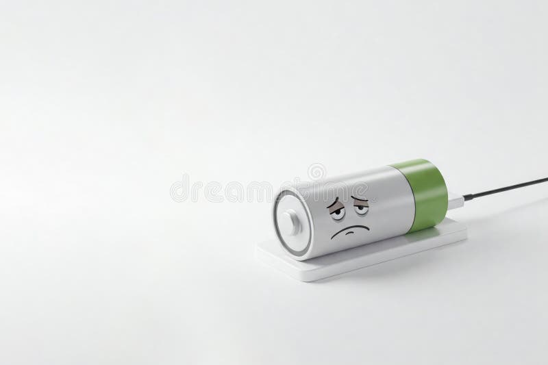 Sad Battery on Charge. Space for Text. Stock Illustration ...