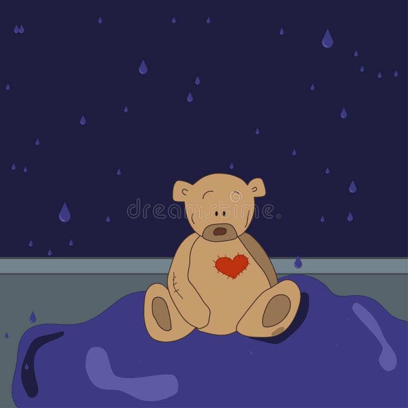 Sad bear stock vector. Illustration of sadness, rain - 83619532