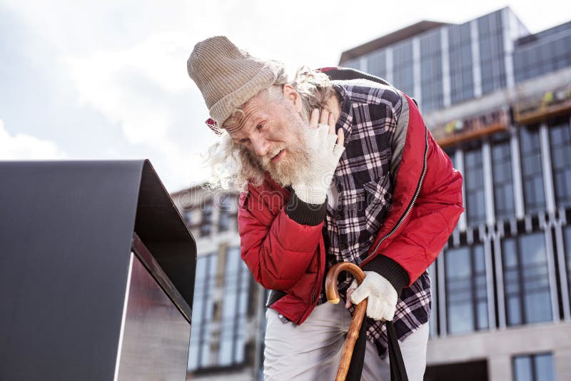 Sad Bearded Man Leaning Forward Stock Image - Image of donation, person ...