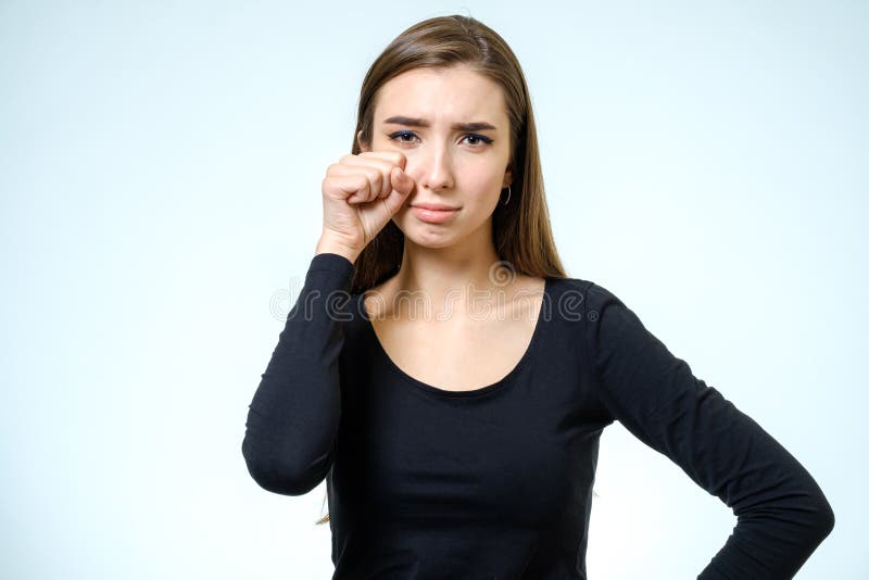 A Sad Beautiful Woman Crying Stock Image - Image of expressive, casual ...