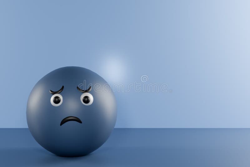 A Sad Blue Ball Character Sits Alone Against a Light Blue Background ...