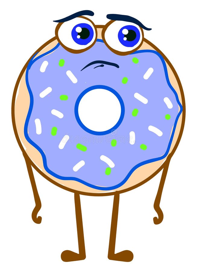 Sad Blue Donut, Illustration, Vector Stock Vector - Illustration of ...