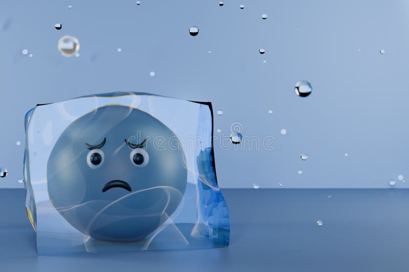 A Sad Blue Emoji Trapped in Ice, Conveying a Feeling of Being Stuck or ...