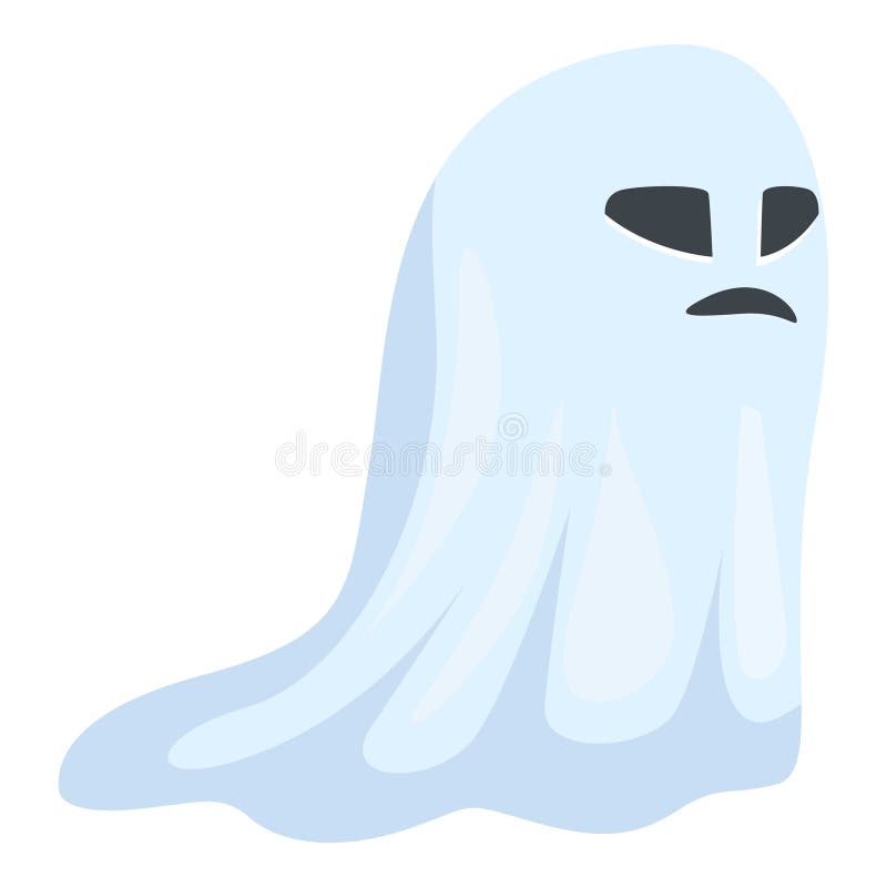 Sad Blue Ghost Floating with Neutral Expression Halloween Character ...