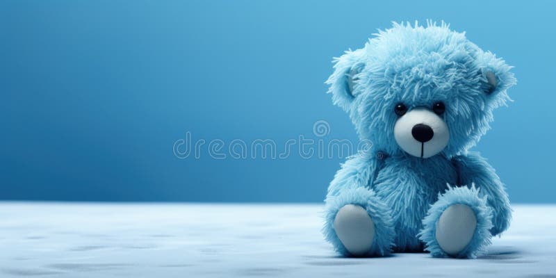 Sad Blue Teddy Bear Background Monday Copy Space Banner Stock Photos ...