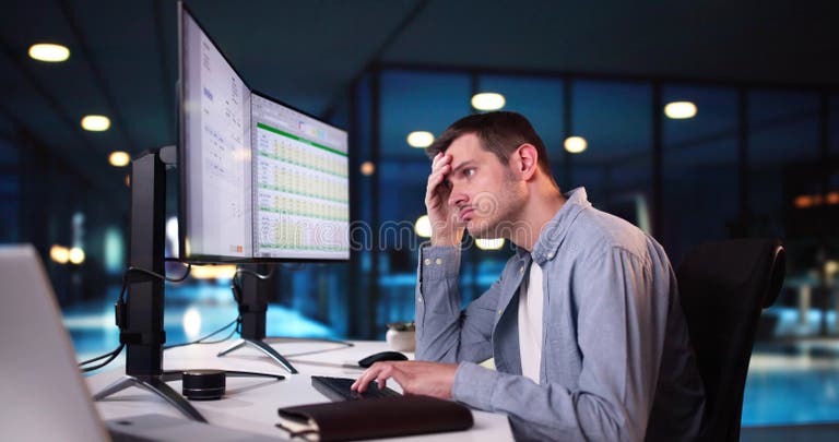 Sad Bored Accountant Using Office PC Stock Image - Image of isolated ...