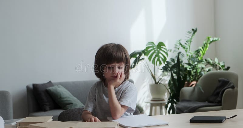 Tired School Girl Child Kid Lying Down in Bed Taking a Rest at Home ...