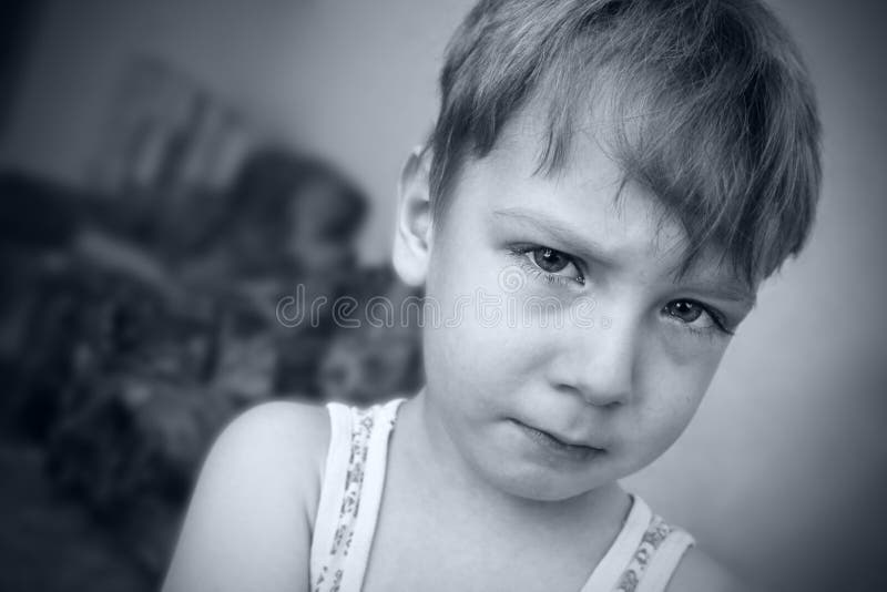Sad Little Boy stock photo. Image of portraits, person - 441440