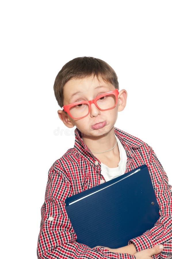 Serious Teenage Nerd Boy Wearing Geek Glasses Stock Photo - Image of ...