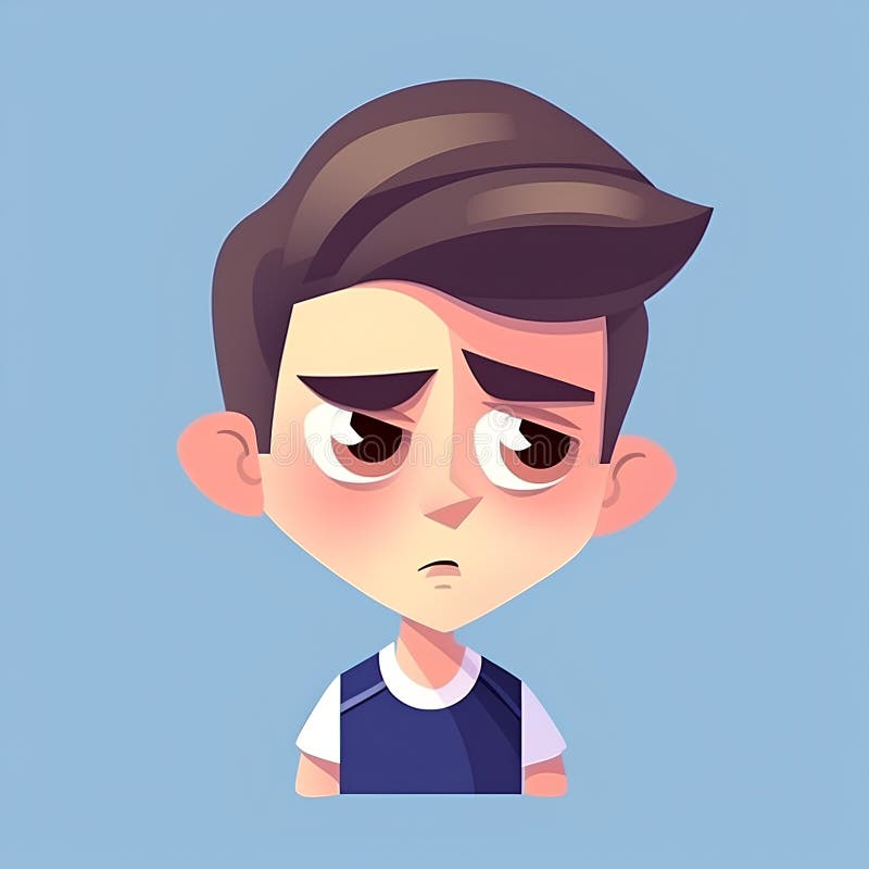 Sad Boy Cartoon Character. Vector Illustration in a Flat Style on a ...