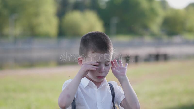 Sad Boy Crying in the Park in Summer Stock Footage - Video of person ...
