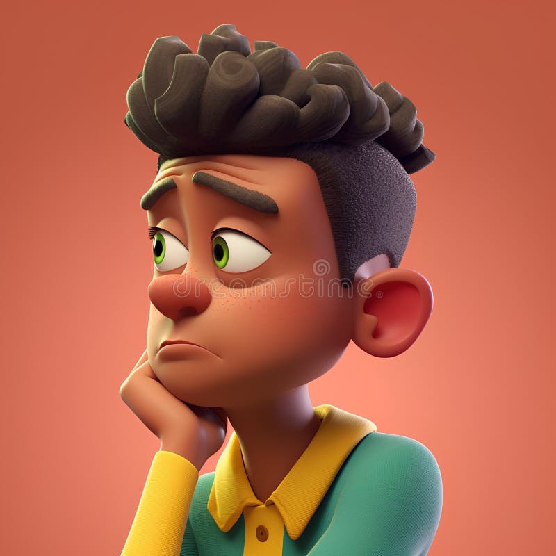 Sad Boy. Emotion Concept. 3D Illustration. Cartoon Character Stock ...