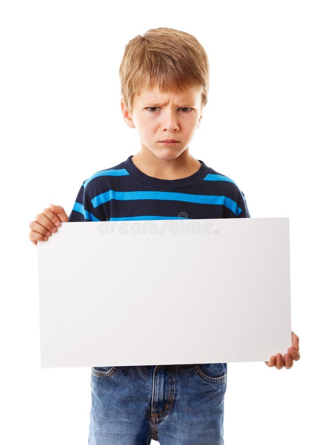 Sad boy with empty blank stock photo. Image of lost, moody - 33413420