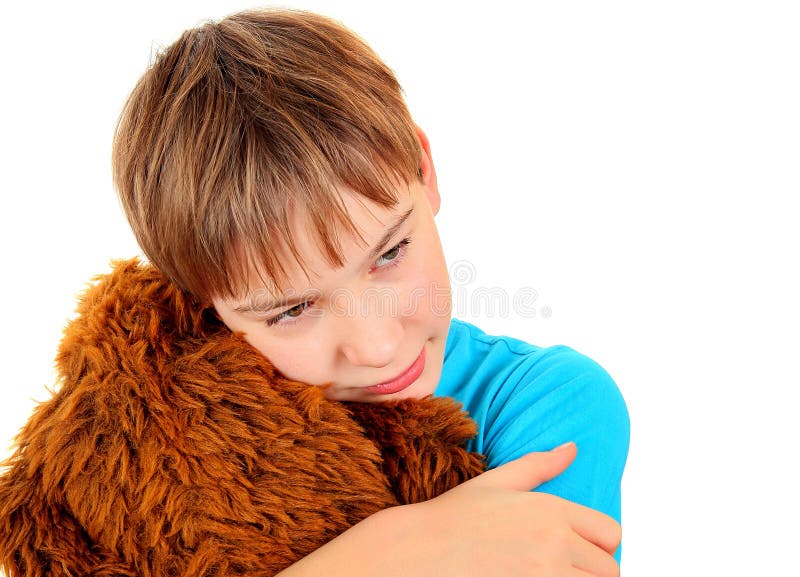Sad Boy with a Plush Toy stock photo. Image of offended - 175917314